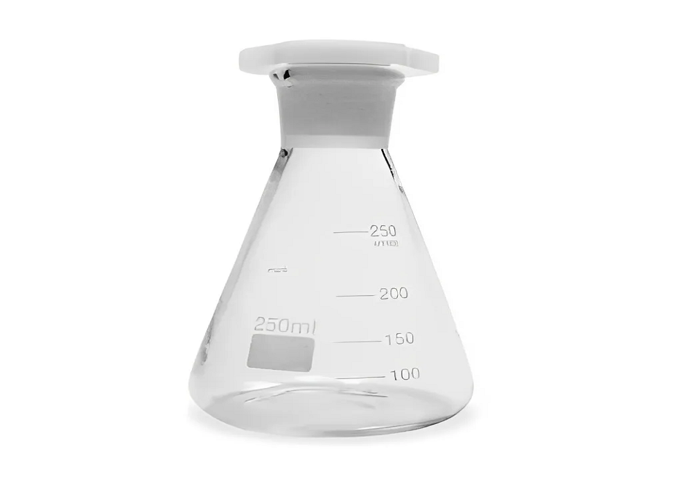 Frasco Erlenmeyer c/rolha de polietileno, graduado cap.100ml – Pipettron